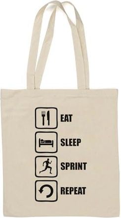 Generic Sac fourre-tout en coton naturel avec logo Eat Sleep Sprint Repeat Blanc