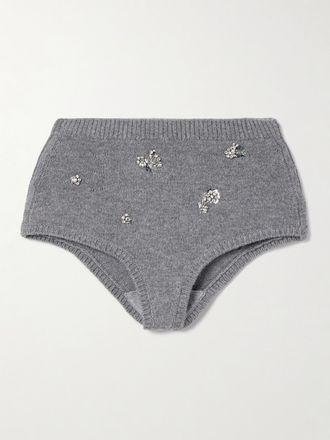 SIMKHAI Georgie Shorts Aus Einer Woll-kaschmirmischung Mit Kristallen - Grau