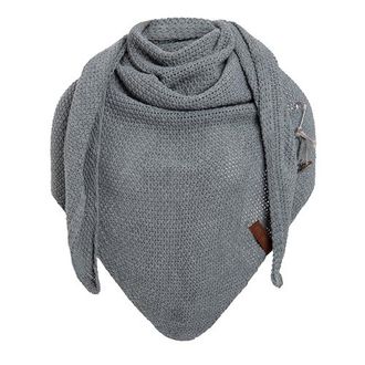 Knit Factory Coco Ch&acirc;le Tricot&eacute; - Foulard Triangle - Foulard femme pour lautomne et lhiver - &Eacute;charpe Femme - Ch&acirc;le Femme - 100% Fabriqu&eacute; en Europe - Med Grey - 190
