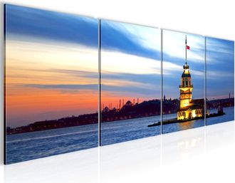 Runa Art Bilder Set 4 Teilig Istanbul T&uuml;rkei Wandbilder XXL Wohnzimmer Schlafzimmer 160 x 50 cm Blau Modern 604146a