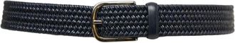 Orciani Ceinture en Cuir Tress&eacute; Bleu M&eacute;tal &Eacute;l&eacute;gant - Homme - Accessoires - Bleu - Taille: 105 CM