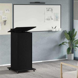 vidaXL Vidaxl - Podium avec roue Ch&ecirc;ne noir 55 x 55 x 107 cm Bois ding&eacute;nierie