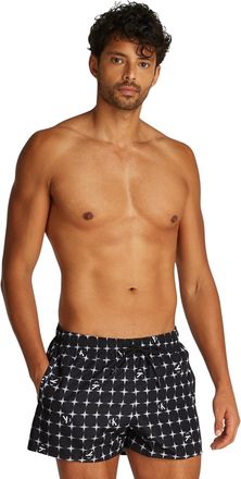 Calvin Klein Herren Badehose Short Drawstring-Print mit Tunnelzug, Mehrfarbig (Diffused Logo Grid Black AOP), L