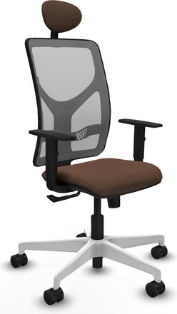 Piqueras y Crespo Arbeitsstuhl mit 1D-Armen, h&ouml;henverstellbarer Lendenwirbelst&uuml;tze und festem Kopfteil, ausgestattet mit 3 Positionen und Schneideschaum, Grau/Dunkelbra