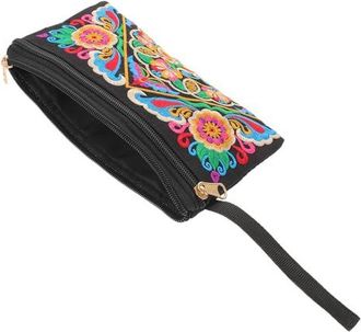BESPORTBLE BESTonZON Pochette Brod&eacute;e Ethnique pour Femmes &agrave; Motif Floral Gesang, Paquet &agrave; Main Vintage L&eacute;ger Fermeture &Eacute;clair, Int&eacute;rieur Spacieux pour Soir&eacute;e, Ma