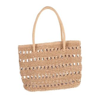 Valiclud Sac de Plage Tissé Léger pour Femme Grand Cabas Maille Ajourée été Sac Fourre-tout à Épaule Vacances et Sorties Plage