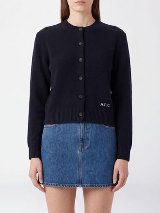 A.P.C. A. P.C. Cardigan &agrave; col rond en pure laine avec logo contrastant