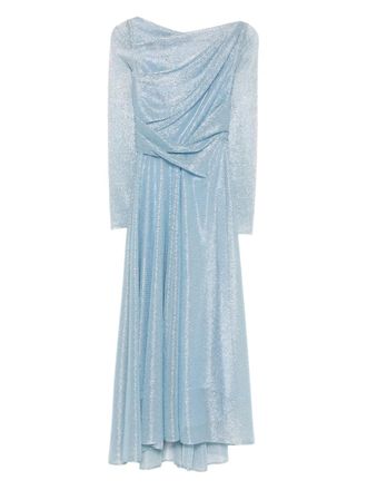 Talbot Runhof Drapiertes Kleid mit langen &Auml;rmeln - Blau