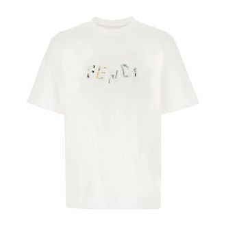 Fendi T-Shirt mit Frontlogo - - Tops - Herren - Wei&szlig; - S