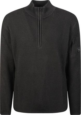 C.P. Company Re-Wool Polo Kragensweater - - Knitwear - Herren - Schwarzk - S