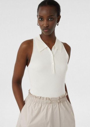 Comma Muskelshirt Strickpullunder Feinstrick-Shirt mit Polokragen im Slim Fit