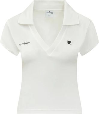 Courr&egrave;ges Femme, Pulls, Blanc, Taille: 40 FR Polo Court de Sport
