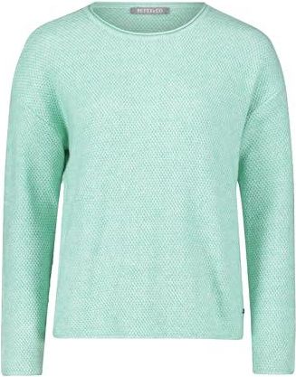 Betty & Co Damen Pull-Over en Maille à Encolure Ronde Green Melange 38