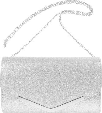 Valiclud Damen Handtasche Elegant Schlicht Silber Clutch Mit Kette 9.5X5.5X2 Zoll Abendessen Hochzeit Party Mode