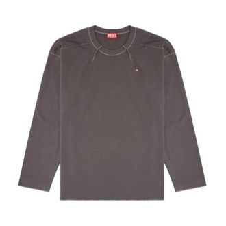 Diesel Langarm-T-Shirt mit Kontrastnaht - - Tops - Herren - Grau - M