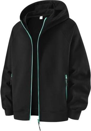 Generic Sweat &agrave; capuche pour homme - L&eacute;ger - Fermeture &eacute;clair - Manches longues - Mode - Fermeture &eacute;clair - Couleur unie - Sweat &agrave; capuche d&eacute;contract&eacute; &agrave; manch