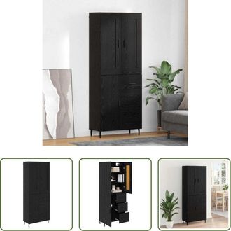 vidaXL Hochwertiges Holz - Highboard 2 pcs Schwarz Eichen-Optik Holzwerkstoff