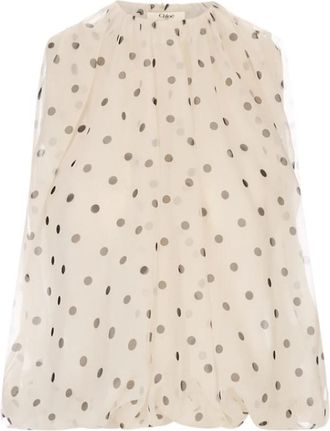 Msgm Msgm, Femme, Blouses et Chemises, Blanc, Taille: 36 FR Haut Ballons en Mousseline &agrave; Pois