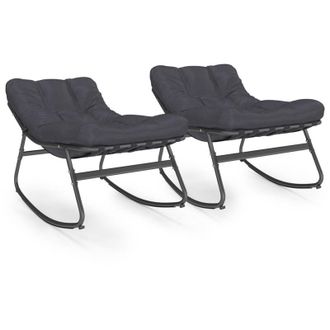 IDMarket 2er-Set Gartenschaukelst&uuml;hle ARONA anthrazitgrau Kissen grau