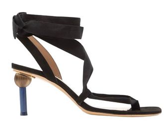 Jacquemus Black Suede Sandals With Ornate Heels Size 39