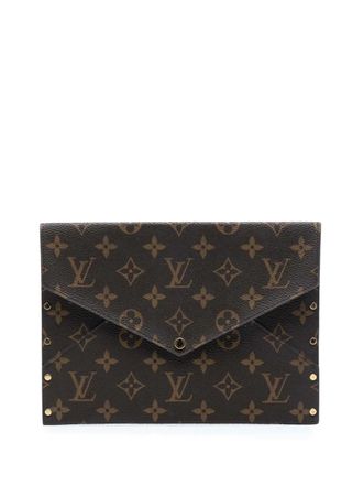 Louis Vuitton 2016 Monogram Rivets Envelope MM Clutch - Braun