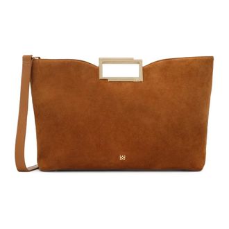 Kazar Wildlederhandtasche mit Metallgriffen - - Bags - Damen - Braun - ONE SIZE