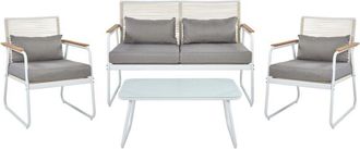 Beliani Beliani - Ensemble de Jardin Moderne en Acier 4 Places avec Coussins Table Blanc Pomonte