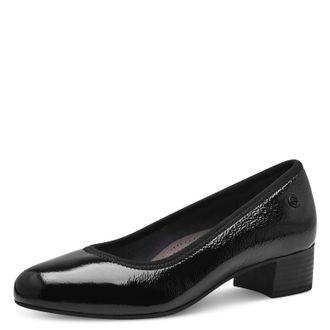 Tamaris Comfort Damen Pumps aus Leder Kleiner Absatz, Schwarz (Black Patent), 40 EU