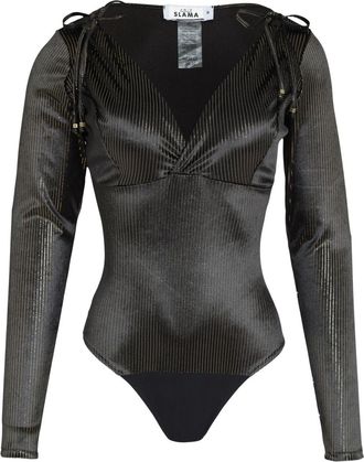 Amir Slama Body mit V-Ausschnitt - Schwarz
