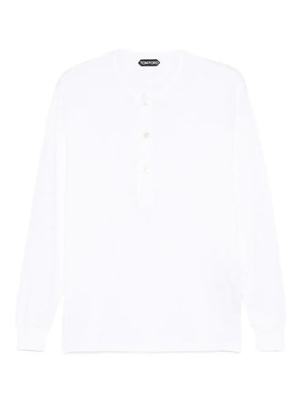 Tom Ford t-shirt à patte de boutonnage - Blanc