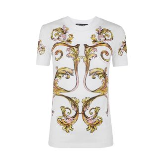 Versace Jeans Couture Barock-Print Wei&szlig;es T-Shirt Slim Fit - - Tops - Damen - Wei&szlig; - XL