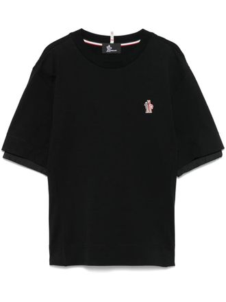 Moncler t-shirt en coton à patch logo - Noir