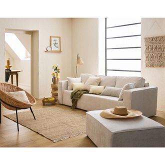 Best Mobilier Bestmobilier - Topaze - 3-sizter sofa - schlaffunktion und bettkasten - aus cordstoff flach - ungebleichte