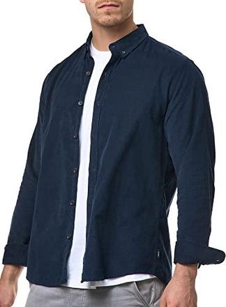 Indicode Hommes Ryan Shirt | Chemise en Velours côtelé de Coton Navy XXL