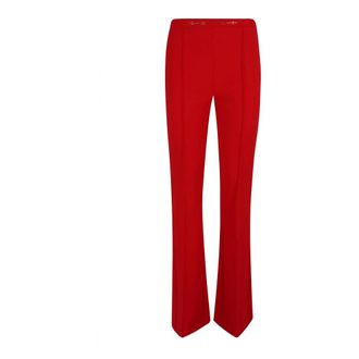 Elisabetta Franchi Pantaloni a Zampetta Morsetto Logo - Femme - Pantalons - Rouge - Taille: 40 FR