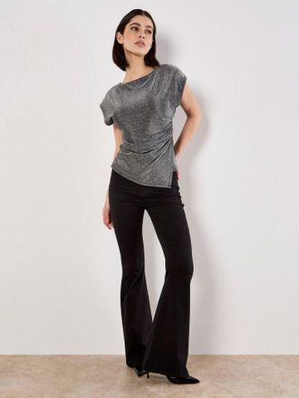 Apricot Paillettenshirt Partytop mit Glitzer