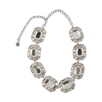 Self Portrait Femme, Accessoires, Gris, Taille: ONE Size Collier cha&icirc;ne orn&eacute; de cristaux