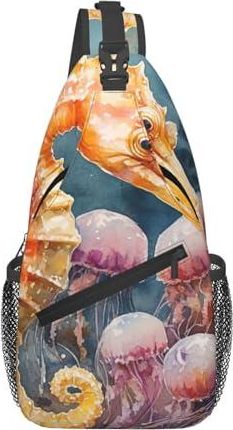 Generic Seahorse Medusa Sac &agrave; bandouli&egrave;re de voyage pour homme Sac &agrave; dos de randonn&eacute;e