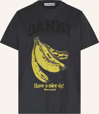 Ganni T-Shirt Mit Schmucksteinen grau