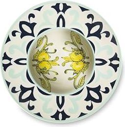Excelsa Amalfi Lot de 6 bols &agrave; p&acirc;tes en c&eacute;ramique, d&eacute;coration citrons et motifs g&eacute;om&eacute;triques