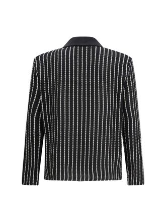 Jil Sander Mens Embroidered Crochet Cardigan City Cotton Sweater