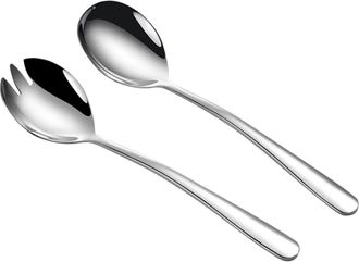 Cabilock Edelstahl Salatbesteck Mit Salatl&ouml;ffel Und Salatgabel Sowie Dessertl&ouml;ffel F&uuml;r Vielseitige K&uuml;che Und Einfache Reinigung