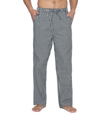 Lapasa Herren Schlafanzughose Karierte Pyjamahose, Long Relaxhose Loungehose Freizeithose M38 Warm, Baumwolle:Navy Blau + Wei&szlig;, Small