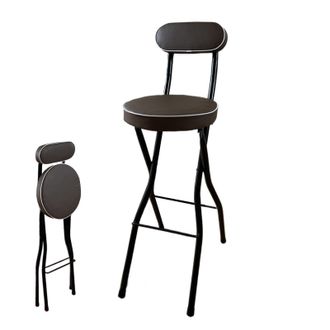 Generic Klappbarer Barhocker Hoch mit Lehne, Tragbarer Runder Gepolsterter Fr&uuml;hst&uuml;ckshocker mit R&uuml;ckenlehne und Fu&szlig;st&uuml;tze(75cm/30inch)