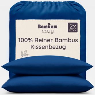 Bambaw Kopfkissenbezug Bambus 75x50 cm, 2-er Pack, nachhaltige Bambusfasern, Bettwäsche Sommer kühlend, weiche antiallergische Bettwäsche, antibakterielle & 