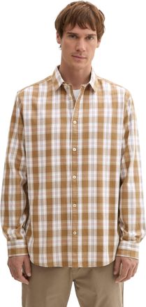 Tom Tailor Herren 1044704 Regular Fit Hemd mit Karomuster, 30735-Otter Brown Off White Check, XXL