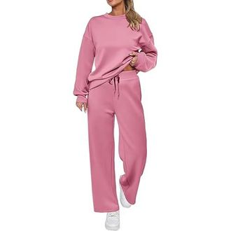 Generic Surv&ecirc;tement d&eacute;contract&eacute; pour femme - Sans capuche - Manches longues - Confortable - Sweatshirts et pantalons de jogging - Surv&ecirc;tement de sport - 2 pi&egrave;