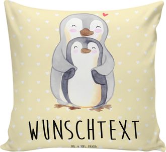 Mr. & Mrs. Panda Kopfkissen Pinguin Mama - Personalisierte Geschenke, Name, Mutti Geburtstag, Geschenk, Wunschname, Bedrucken, Tochter, Kissen, Personalisiert, Liebe, 