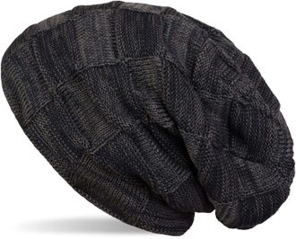 styleBREAKER warme Feinstrick Checked Beanie Mütze mit Flecht Muster und sehr weichem Fleece Innenfutter, Unisex 04024090, Farbe:Midnight-Blue/Dunkelblau