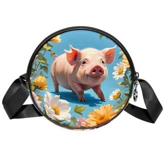 Generic Sac &agrave; bandouli&egrave;re rond pour femme, petit sac &agrave; bandouli&egrave;re avec fermeture &eacute;clair, bretelles r&eacute;glables, style d&eacute;contract&eacute;, pour femmes et filles